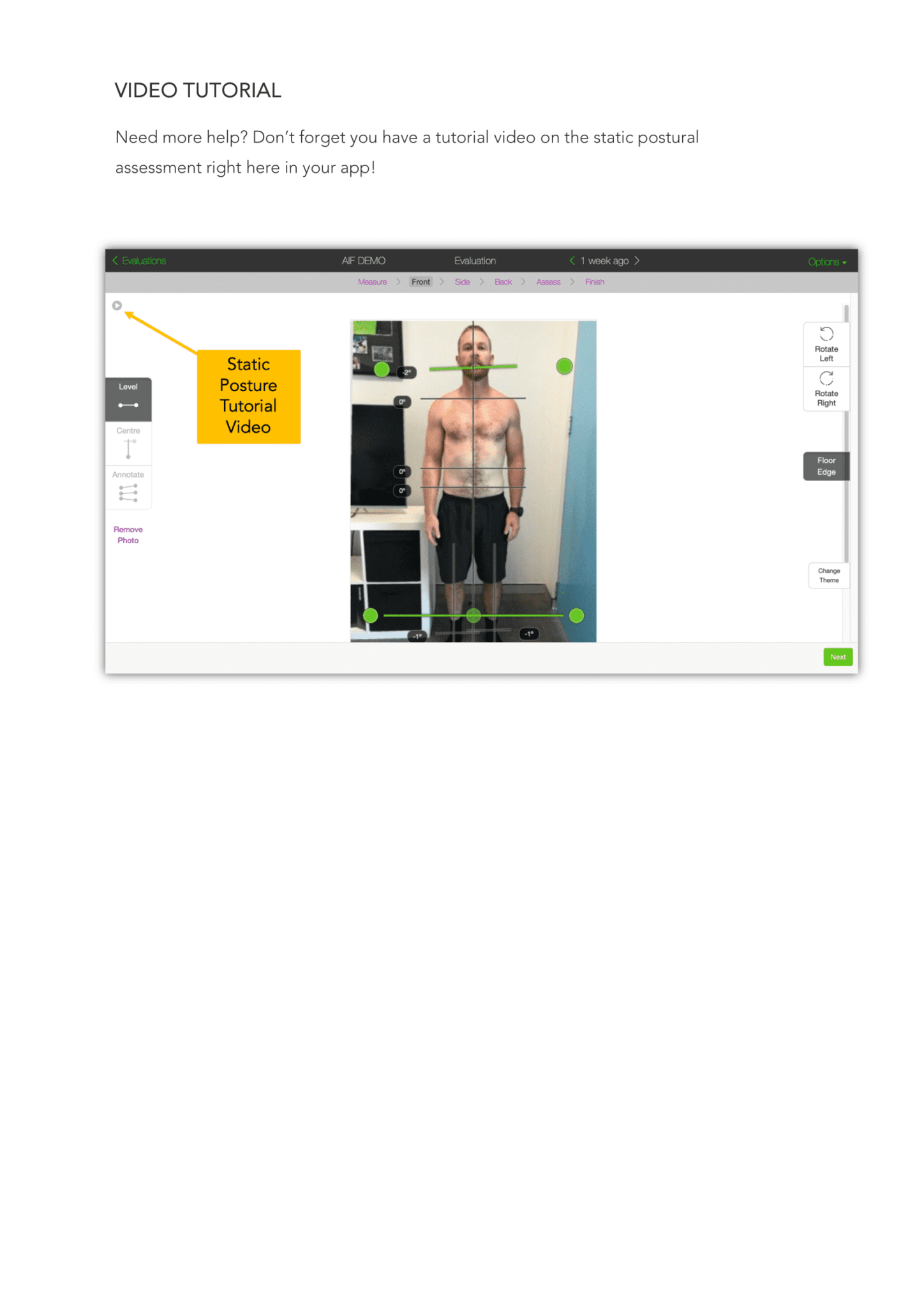 Static Postural Evaluations Using Goxpro